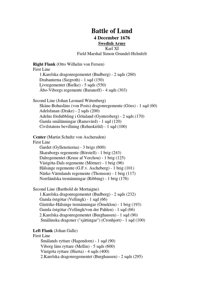 Battle of Lund | PDF | Warfare Of The Early Modern Era | Military ...