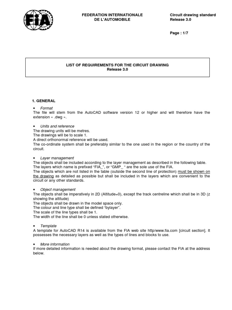 List of Requirements For The Circuit Drawing | PDF | Auto Cad | Motorsport