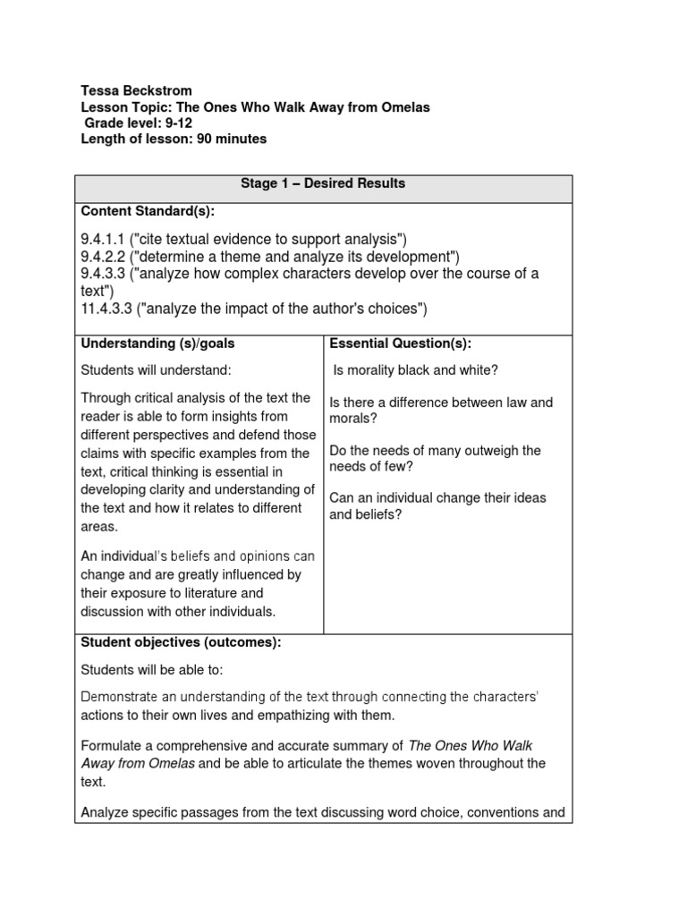 The Ones Who Walk Away From Omelas | PDF | Critical Thinking | Cognition