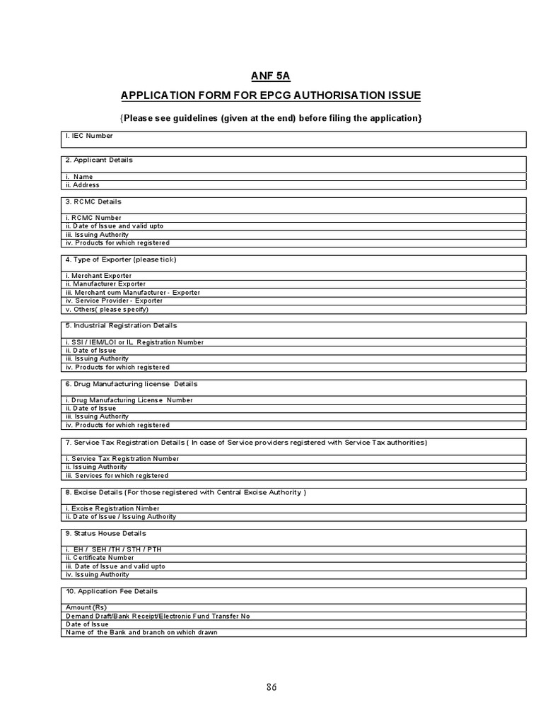 Application for EPCG Authorization: Guidelines for Capital Goods ...