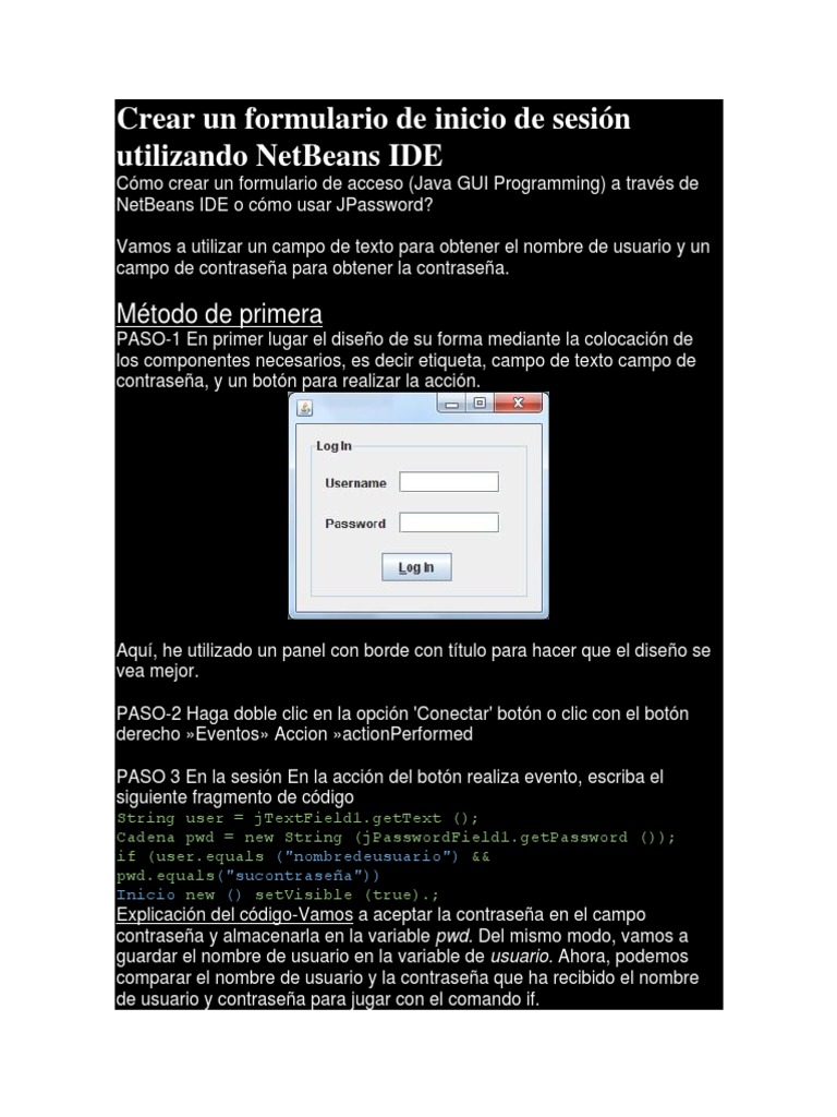 Crear Formulario de Login en NetBeans | PDF | Contraseña | Java ...
