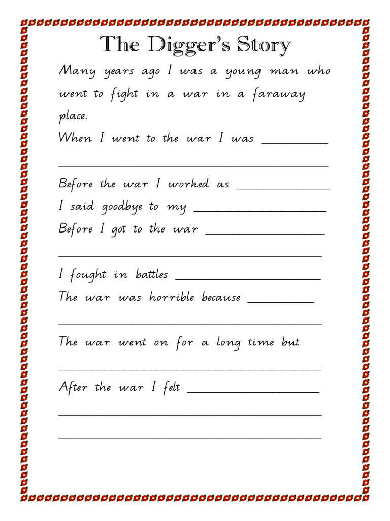 Digger's Story Writing Scaffold | PDF