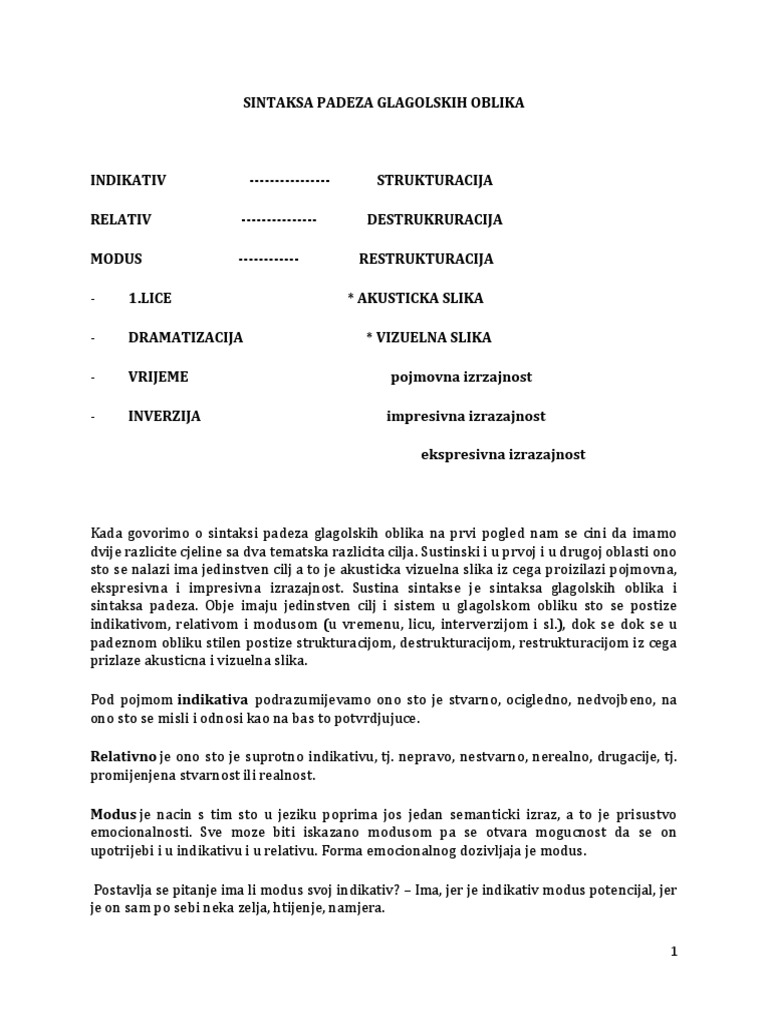 Sintaksa Padeza Glagolskih Oblika | PDF