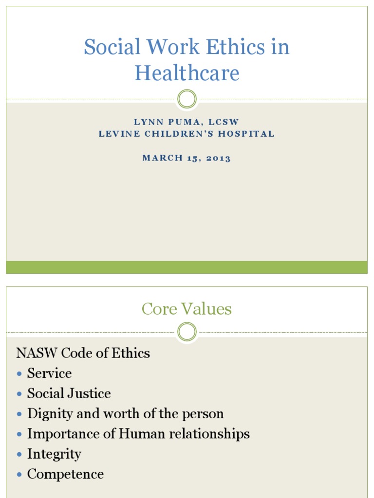 Social Work Ethics in Healthcare: Lynn Puma, LCSW Levine Children'S ...