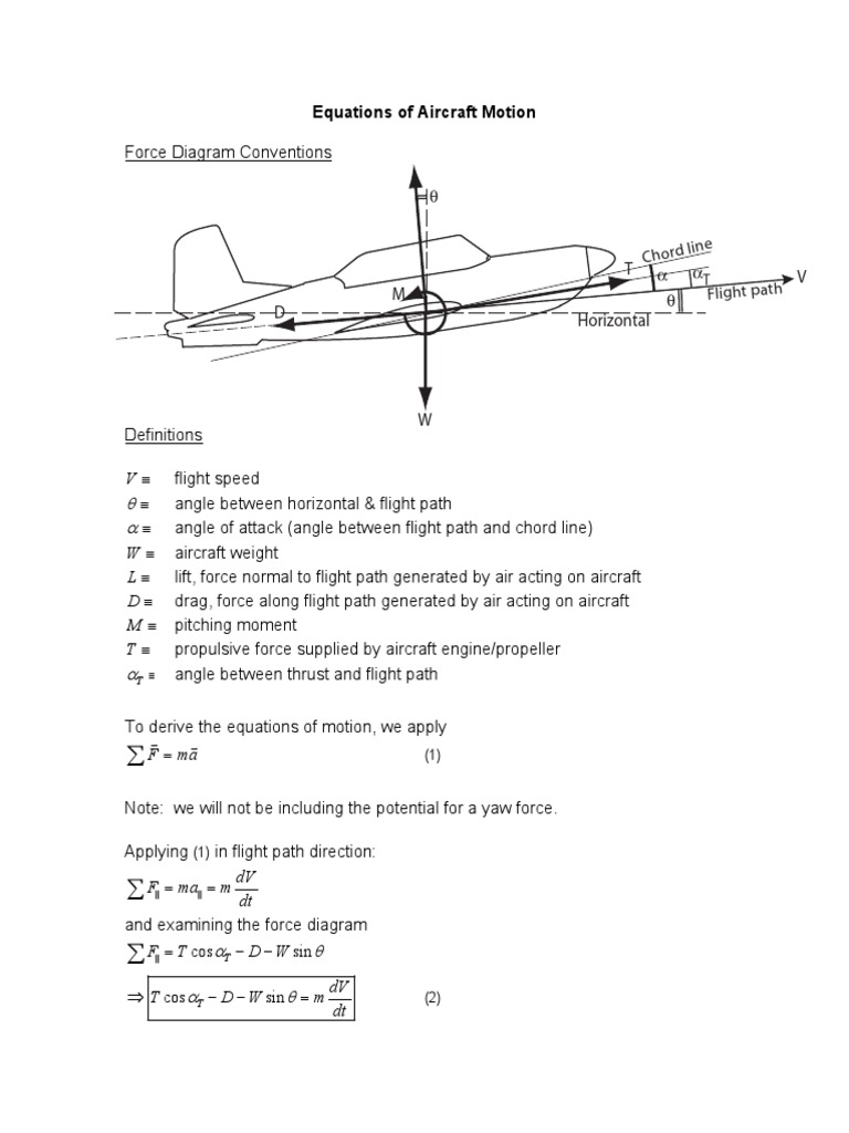 Aircraft Motion Equations Overview | PDF | Drag (Physics) | Airfoil