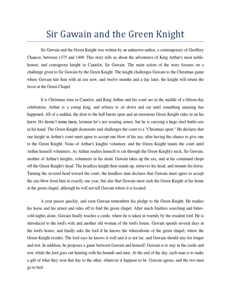 Sir Gawain's Challenge with the Green Knight | PDF | Green Knight | Gawain