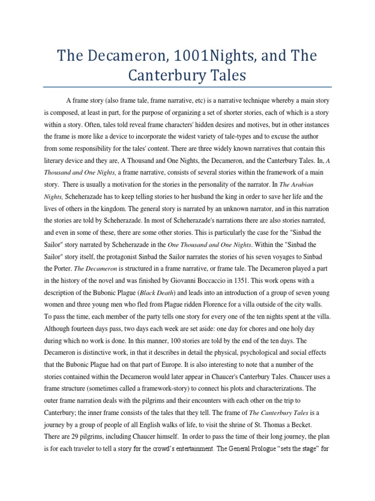 The Decameron, 1001 Nights, and The Canterbury Tales | PDF | One ...