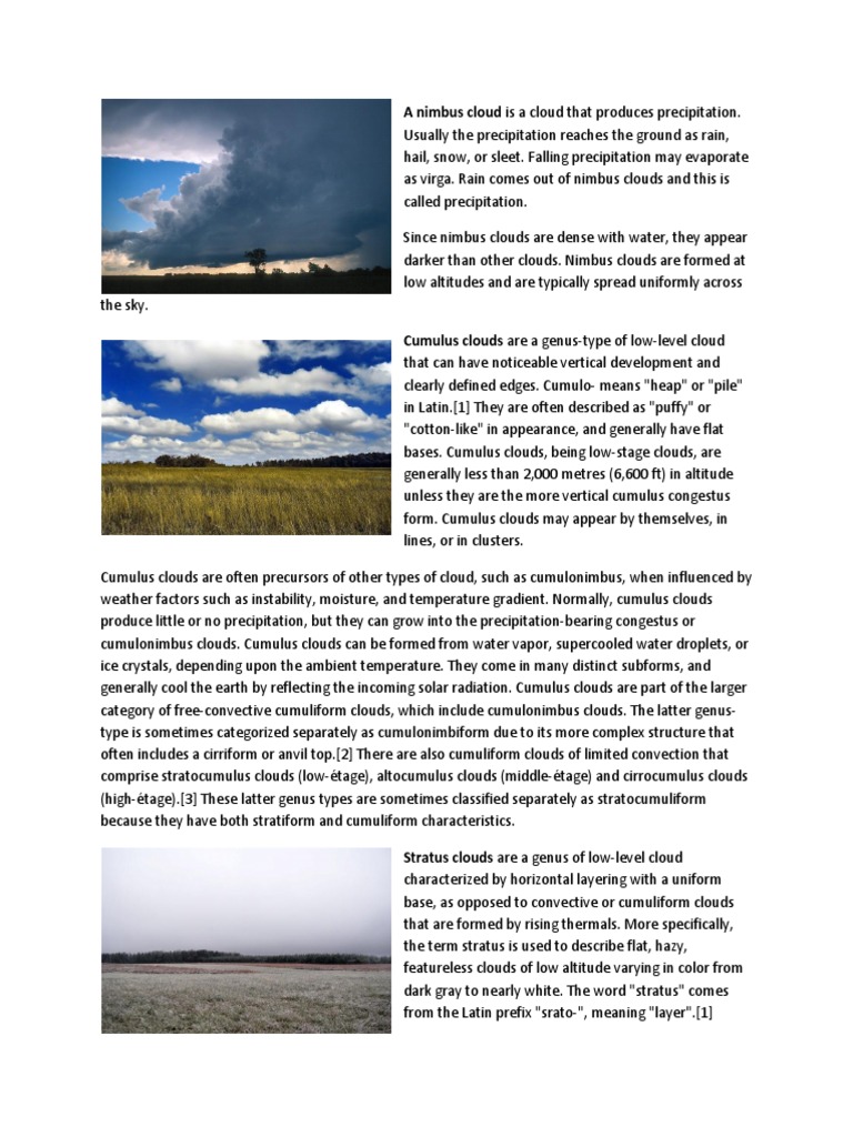 A Nimbus Cloud Is A Cloud That Produces Precipitation | PDF | Cloud ...