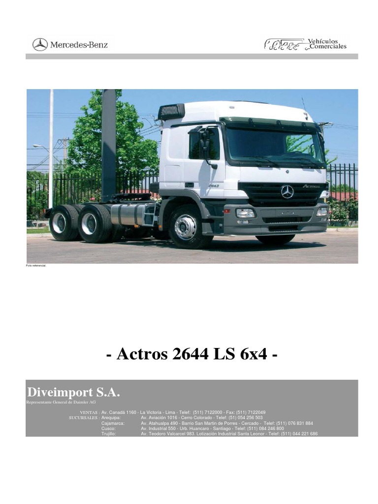 Ficha Técnica Actros 2644LS 6x4 - Retardador Voith | PDF | Eje | Transmisión (Mecánica)