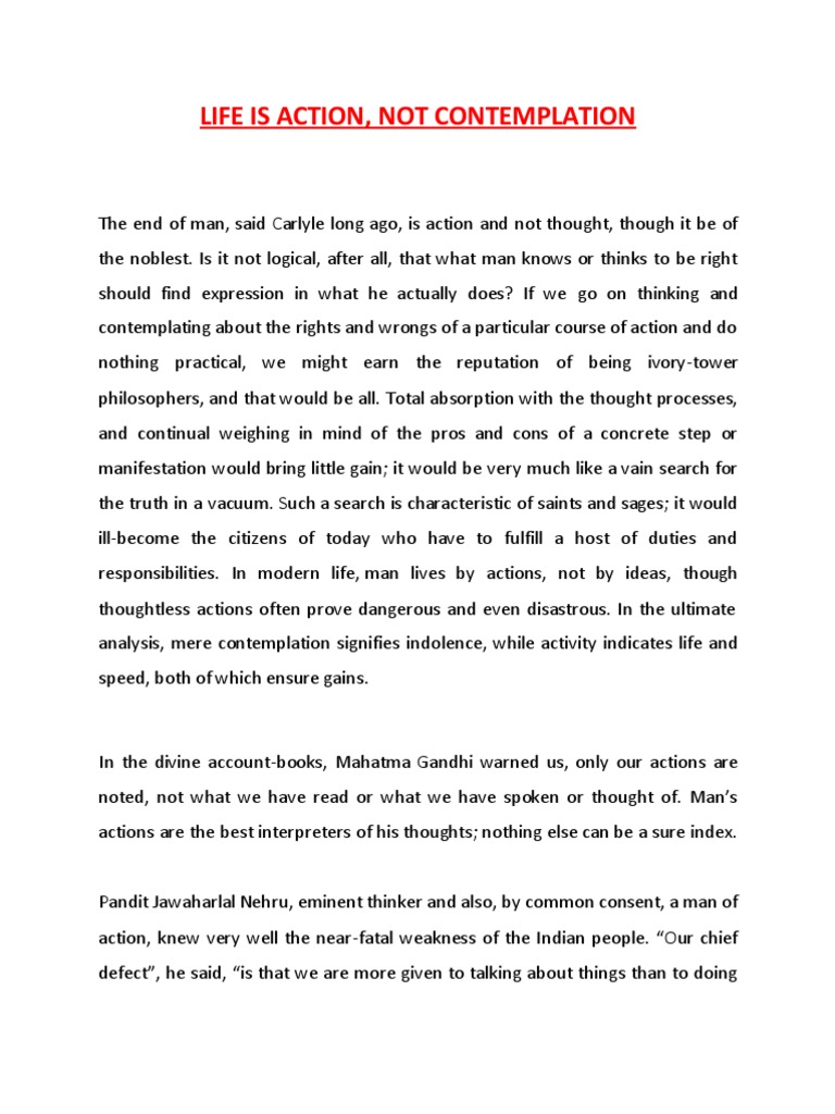 Life Is Action, Not Contemplation | PDF | Pessimism | Happiness