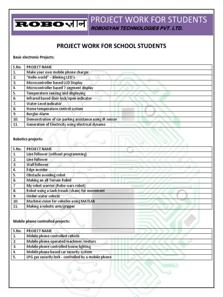 School Project List | PDF
