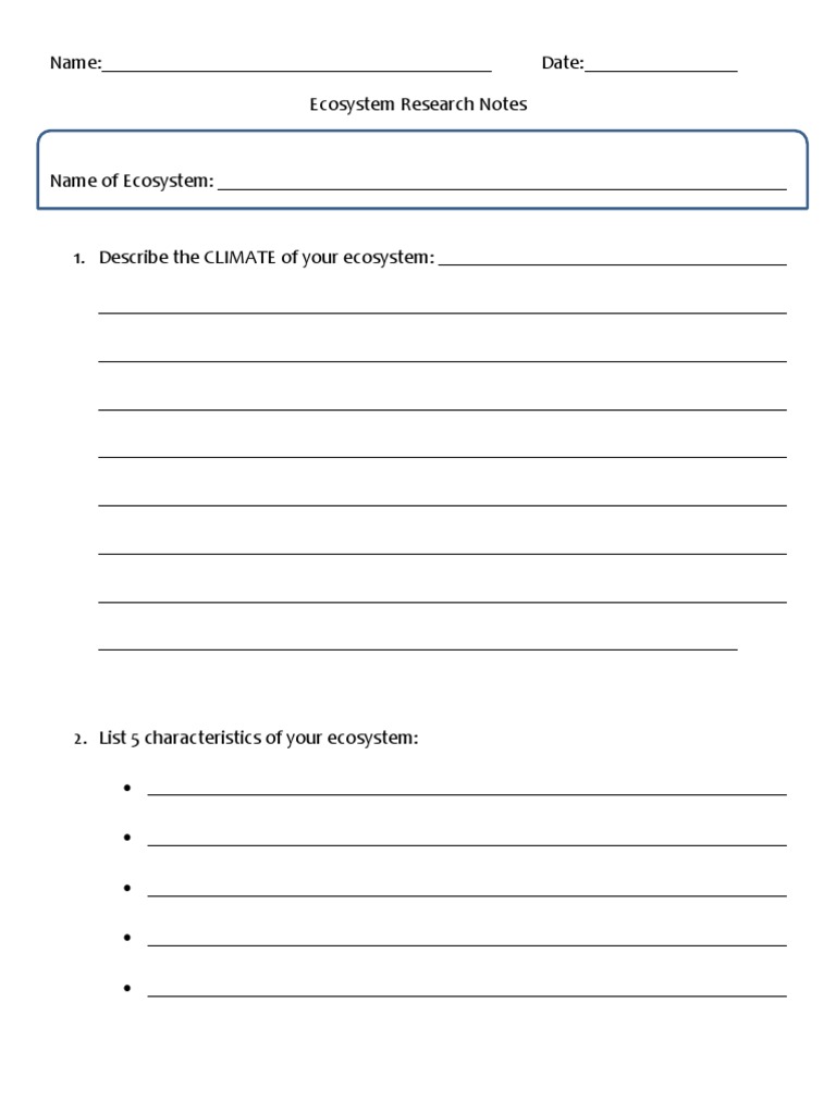 Ecosystem Research Guide Template | PDF