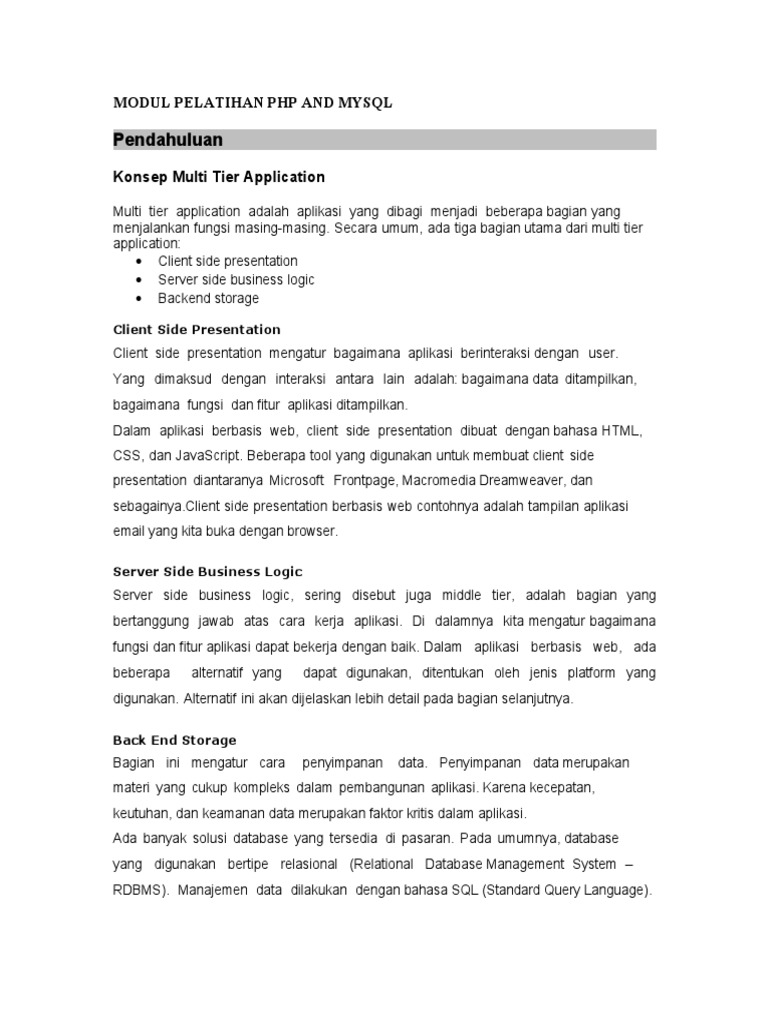 Modul Pelatihan PHP and Mysql | PDF