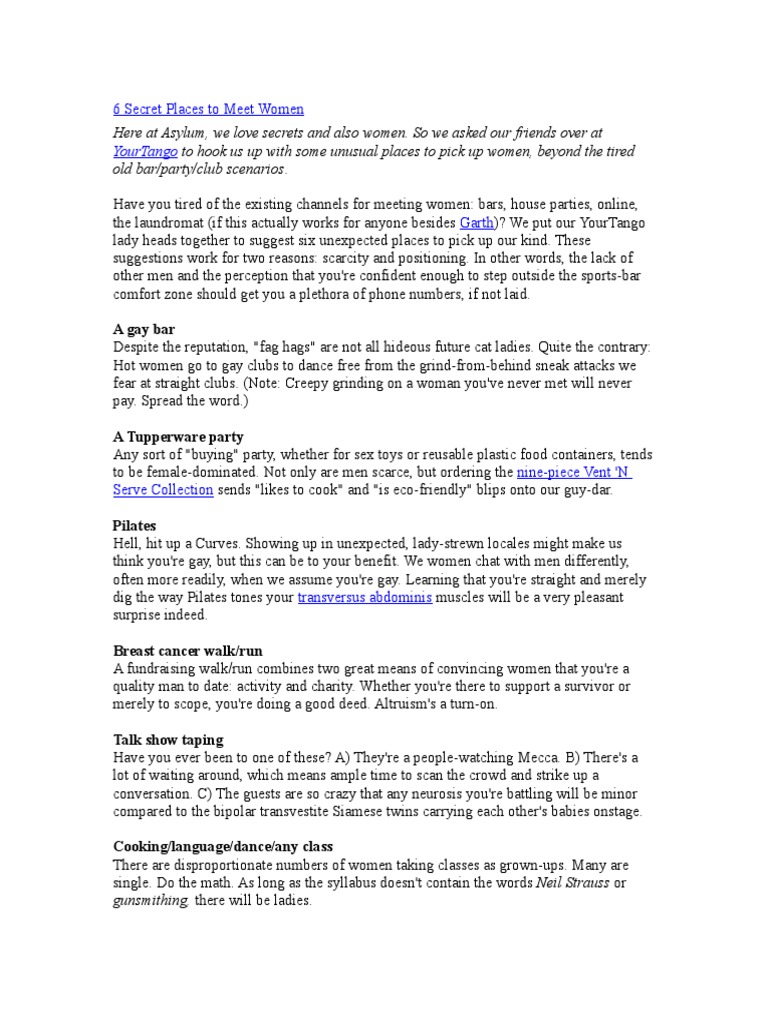 6 Secret Places To Meet Women | PDF | Religion & Spirituality | Mystery ...