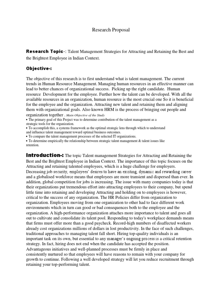 Research Proposal | PDF | Employee Retention | Talent Management