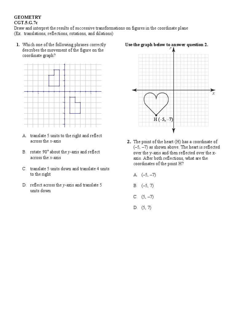 Coordinate Plane Transformations Quiz | PDF