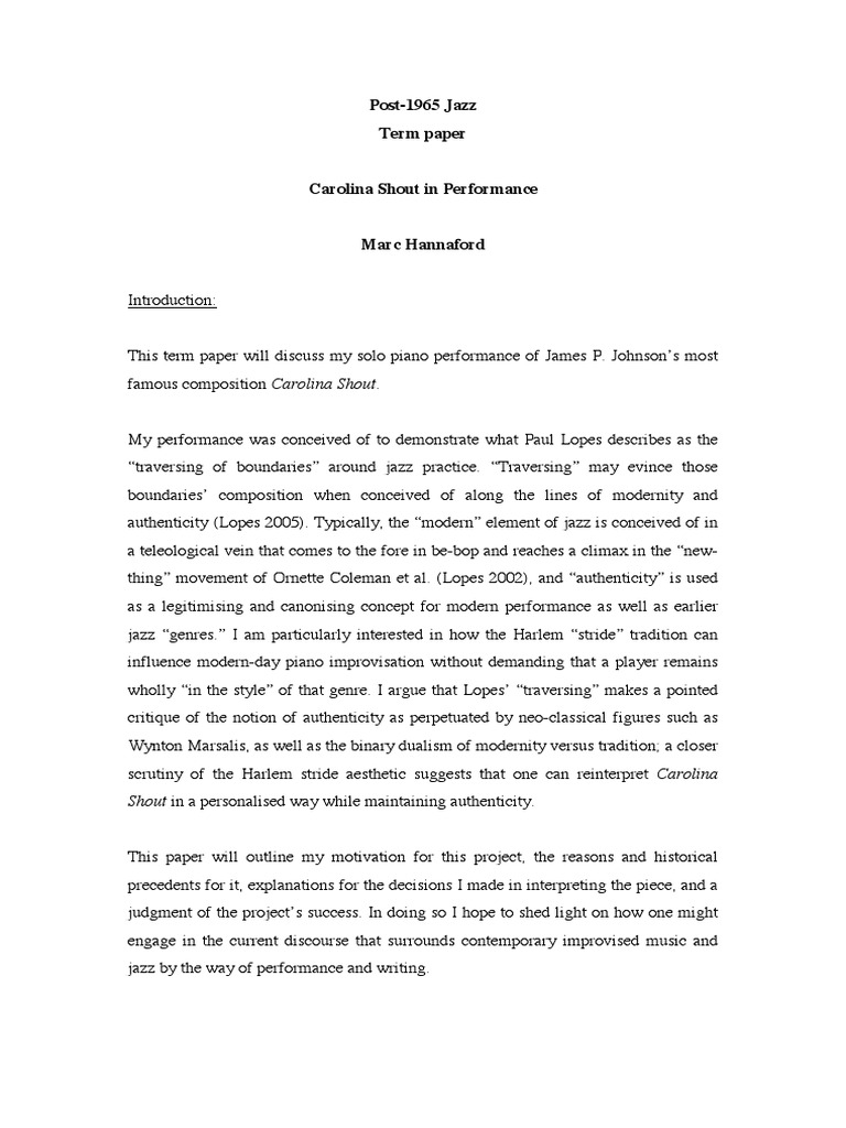 Carolina Shout in Performance | PDF | Jazz | Rhythm