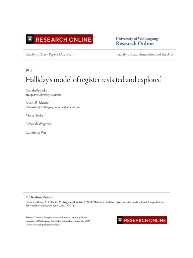Halliday's Model of Register Revisited and Explored | PDF