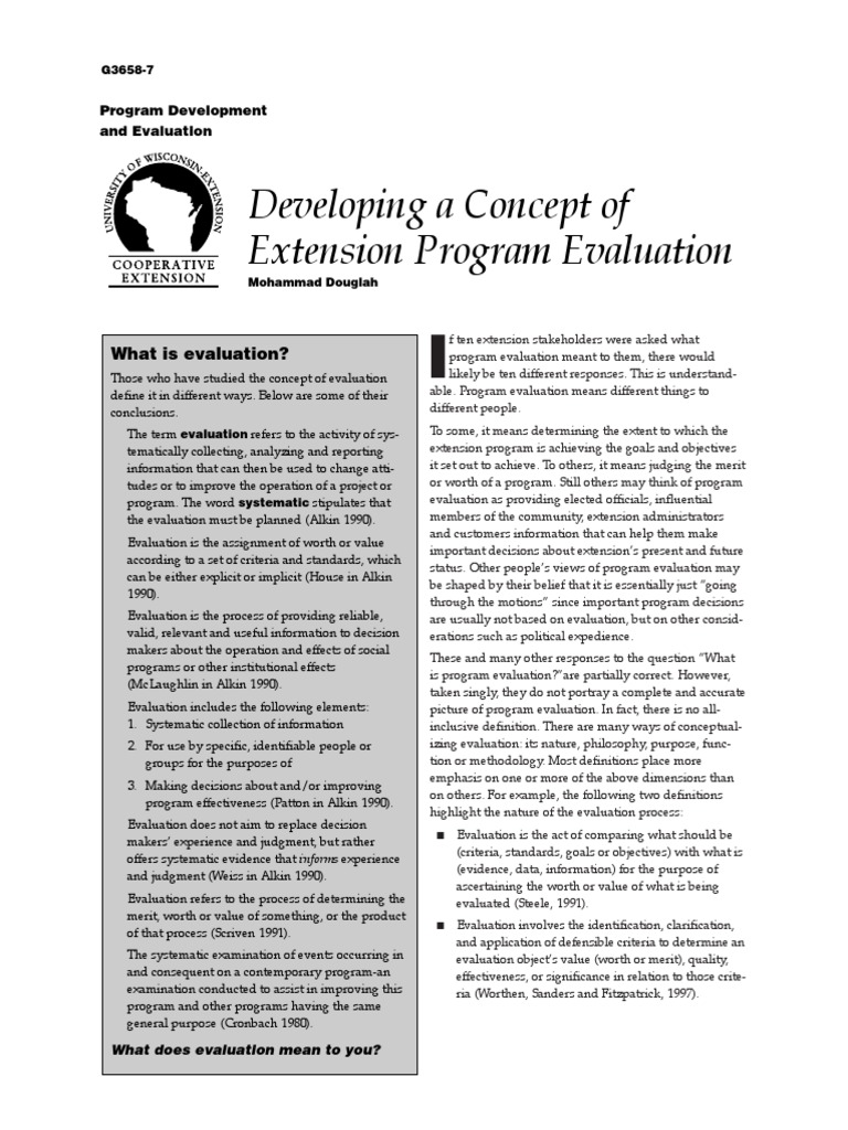 Developing A Concept of Extension Program Evaluation | PDF | Program ...