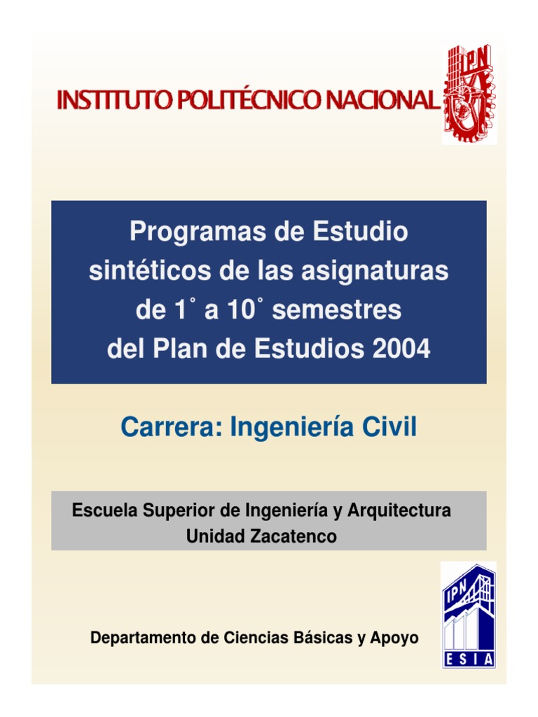 Plan de Estudios 2004 Ipn | PDF | Prueba (evaluación) | Movimiento (física)