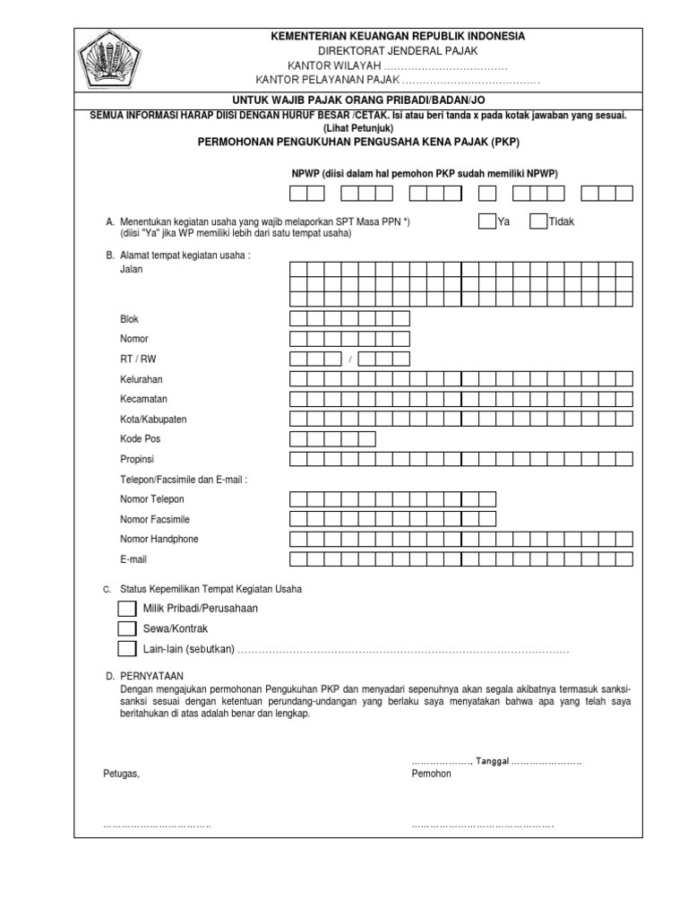 Form Permohonan PKP | PDF