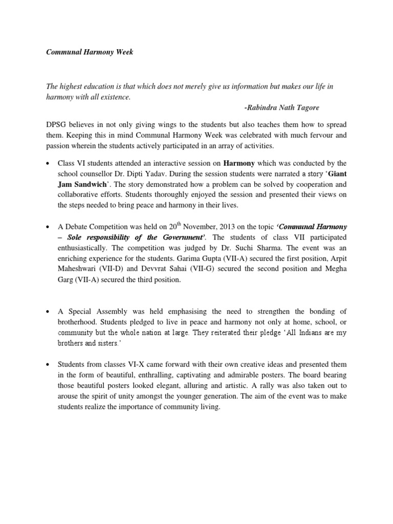 Communal Harmony | PDF | Social Science