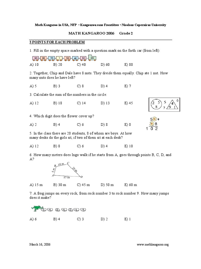 Math Kangaroo 2006 GR 2 | PDF | Teaching Mathematics | Science