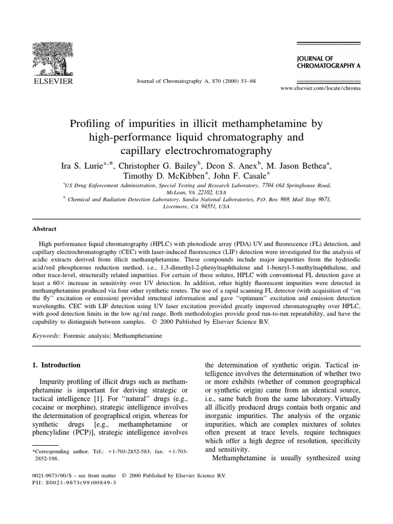 Meth Impurity Profiling | PDF | High Performance Liquid Chromatography ...