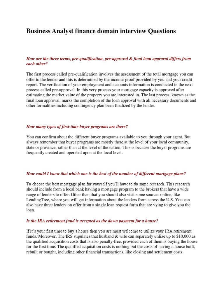 BA Finance Domain - Tutorials | PDF