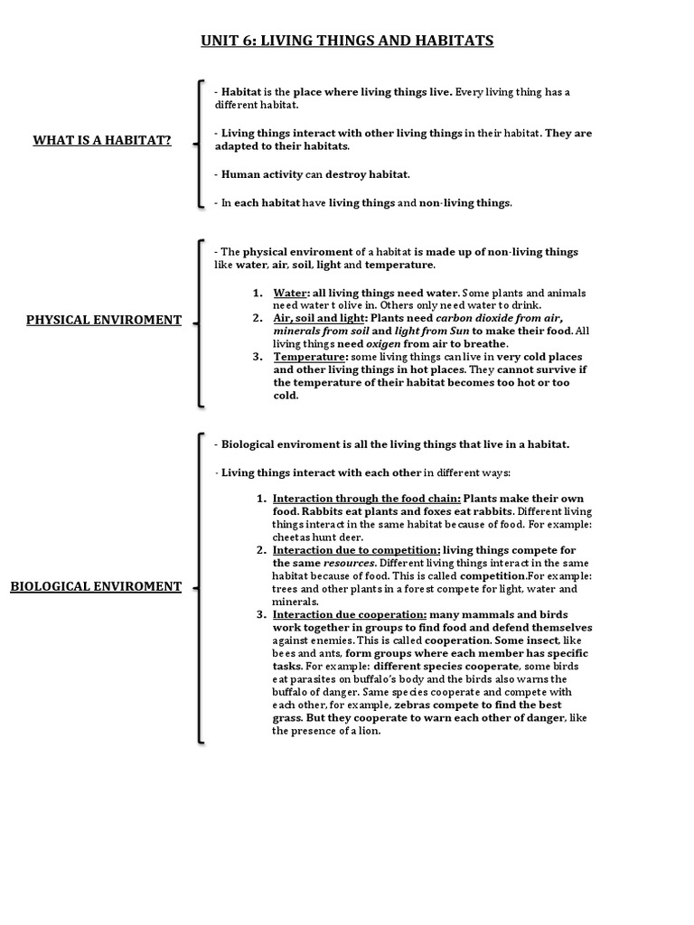 Science 3 Unit 6 Living Things and Habitats | PDF | Habitat | Life