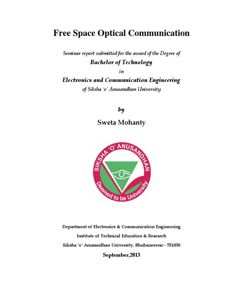 Free Space Optical Communication | PDF | Telecommunication | Wireless