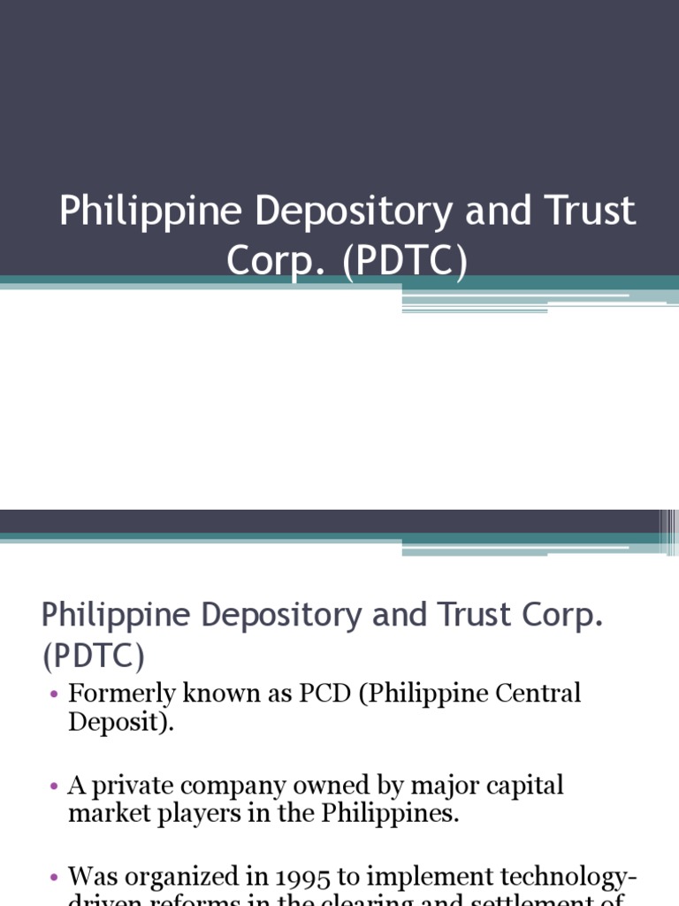 Philippine Depository and Trust Corp | PDF | Clearing (Finance ...