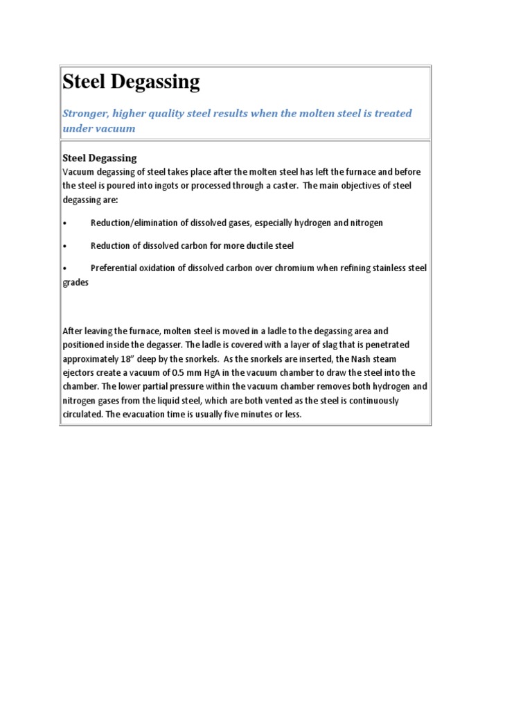 Steel Degassing | Steelmaking | Steel