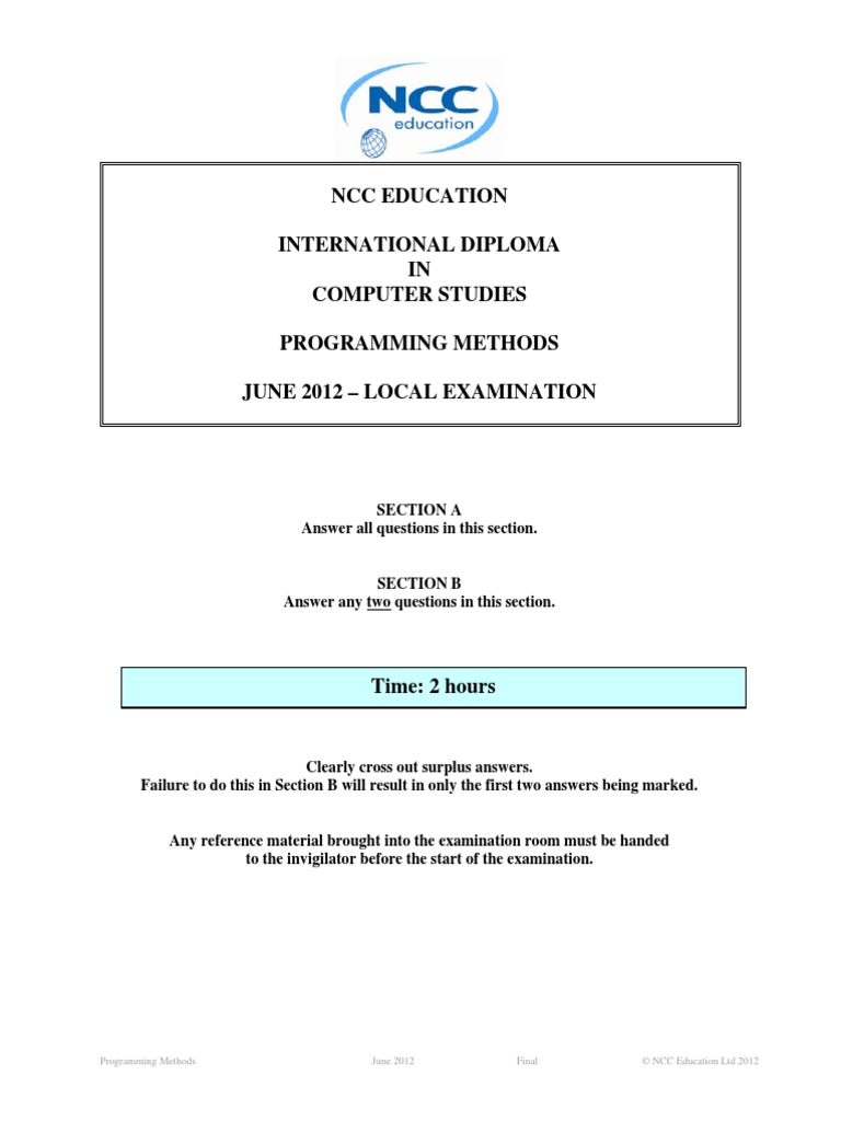 NCC Education International Diploma IN Computer Studies Programming ...