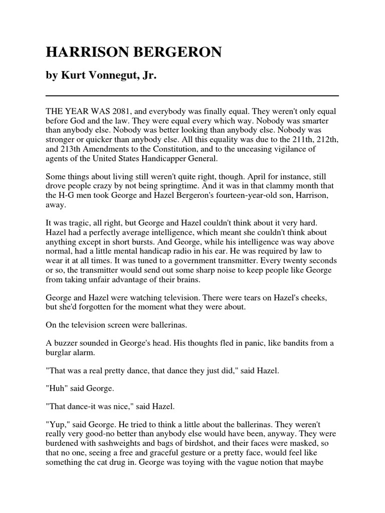 Harrison Bergeron | PDF | Leisure | Nature