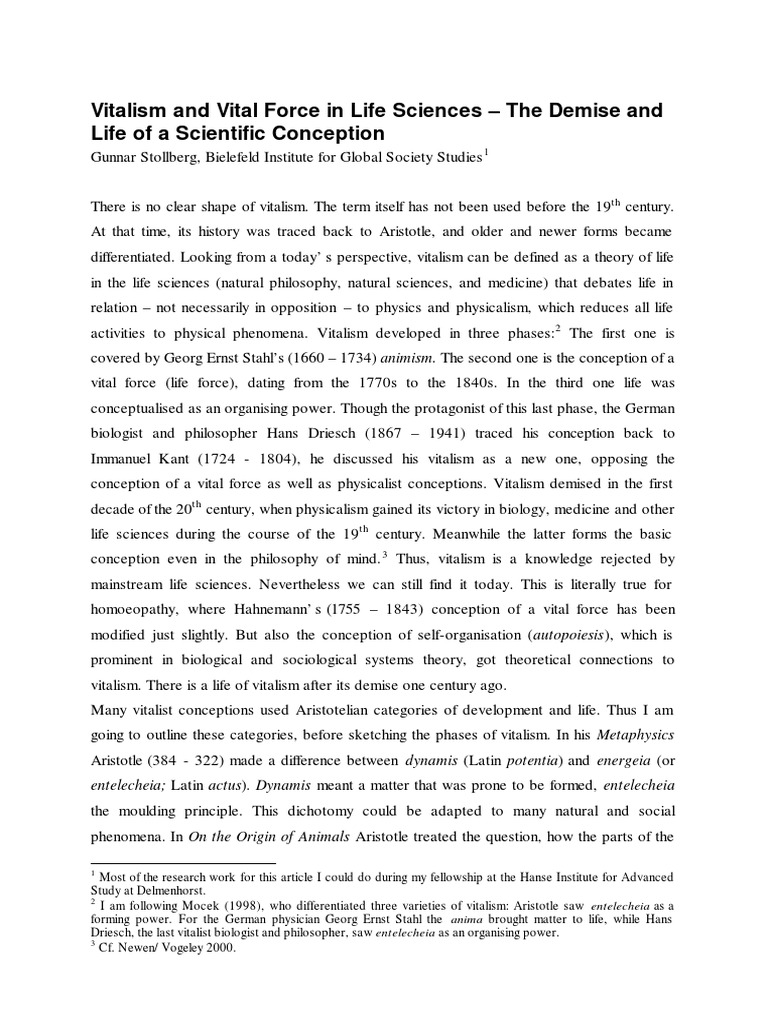The Evolution of Vitalism in Life Sciences | PDF | Philosophy