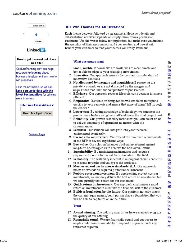 101 Win Themes for All Occasions | Audit | Risk