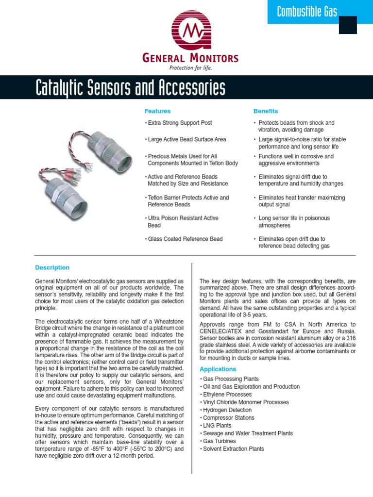 Catalytic Bead Sensors-Accessories Data Sheet | PDF