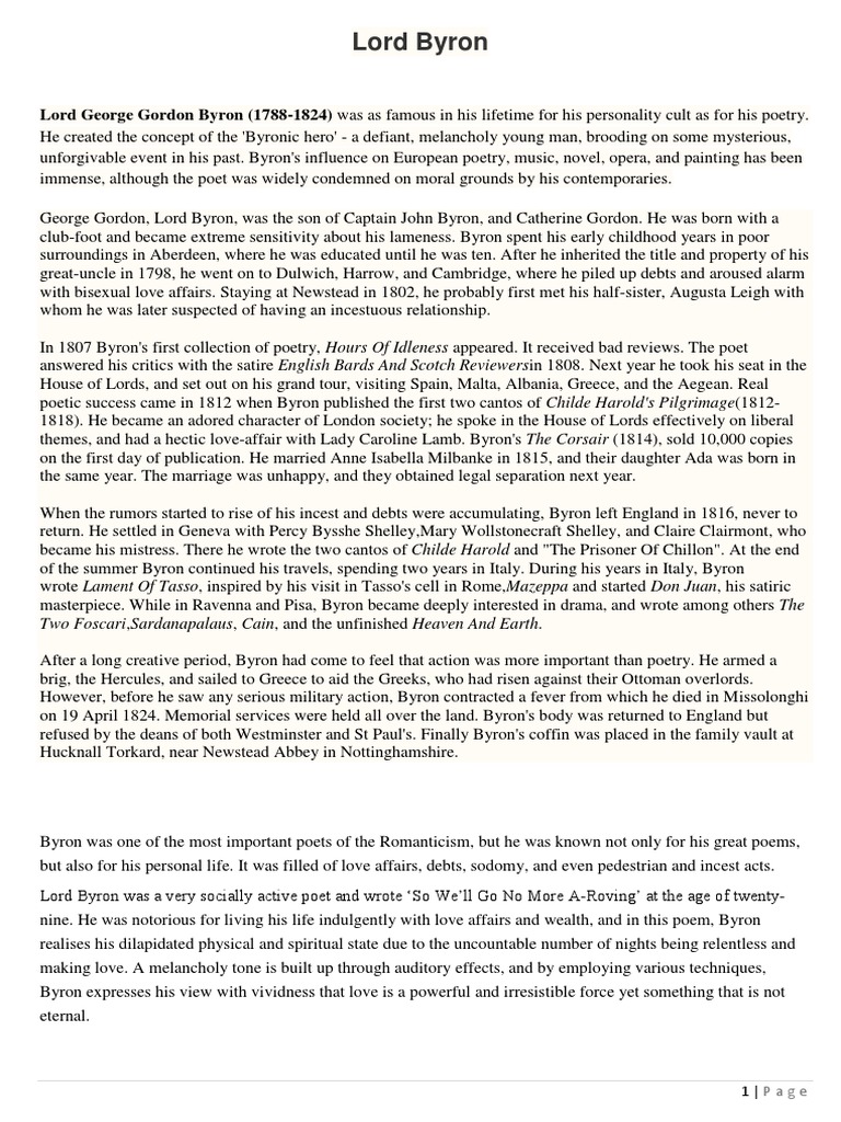 Byron | PDF | Lord Byron | Romanticism