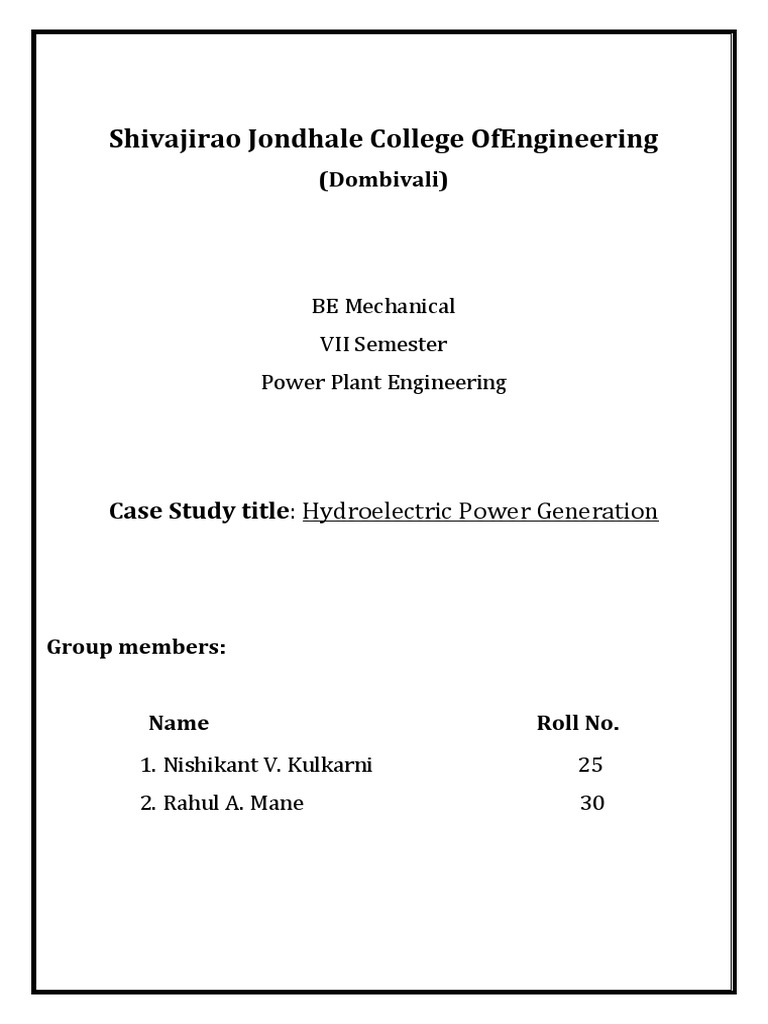 Hydroelectric Power Plant | PDF | Hydroelectricity | Electricity