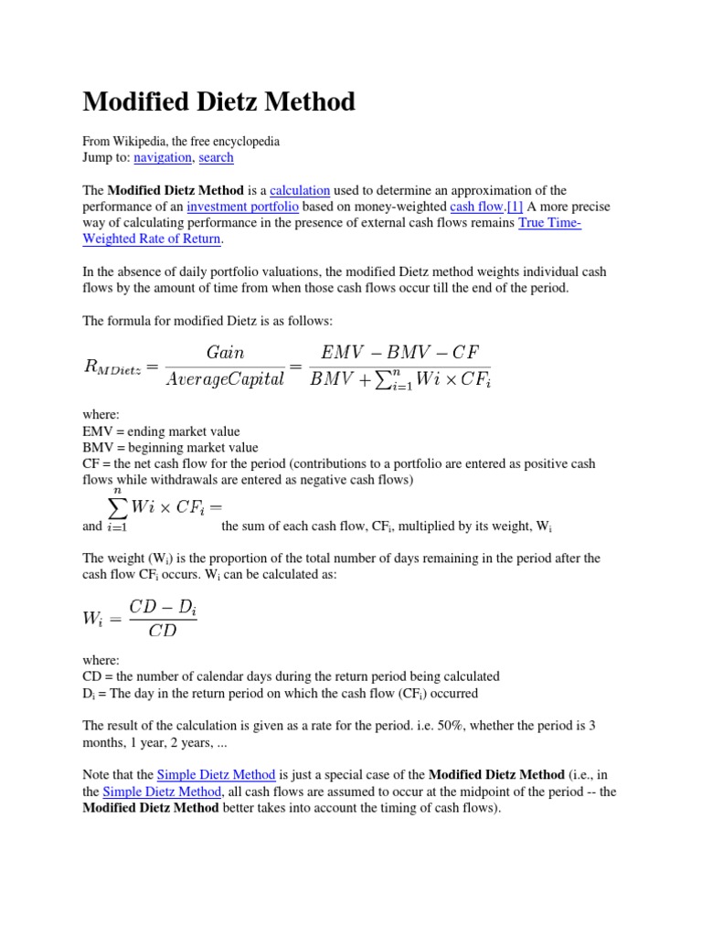 Modified Dietz Method | PDF | Commodity Markets | Foreign Exchange Market