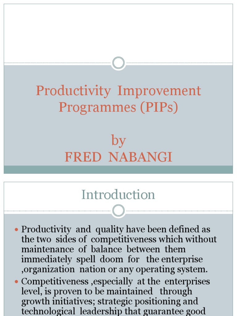 Introduction To Perfomance Improvement Programmes | PDF | Motivation ...