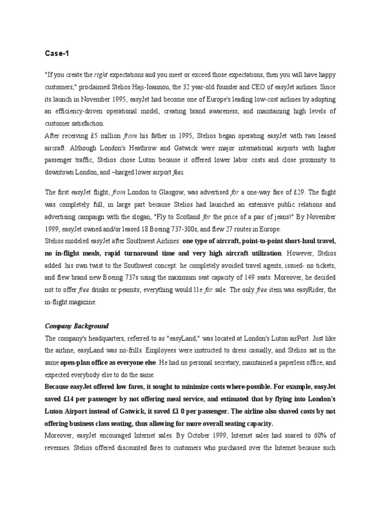 Case Easyjet | PDF | Airlines | Low Cost Carrier