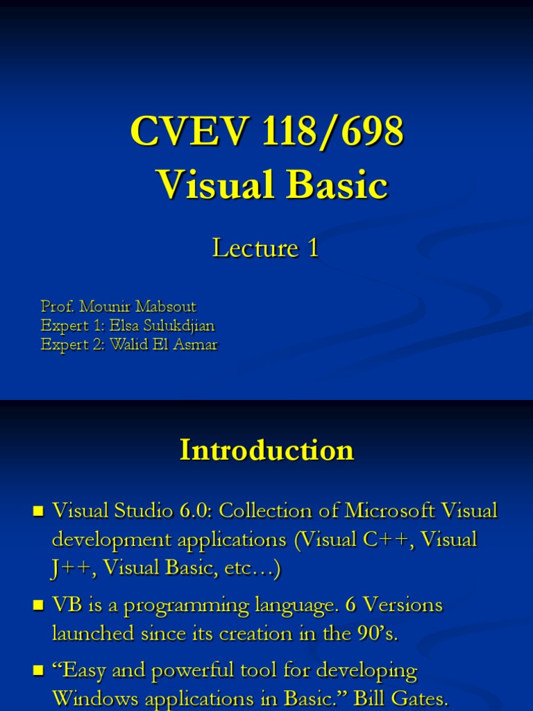 1a Vb Lecture 1 Pdf Variable Computer Science Array Data Type 7723