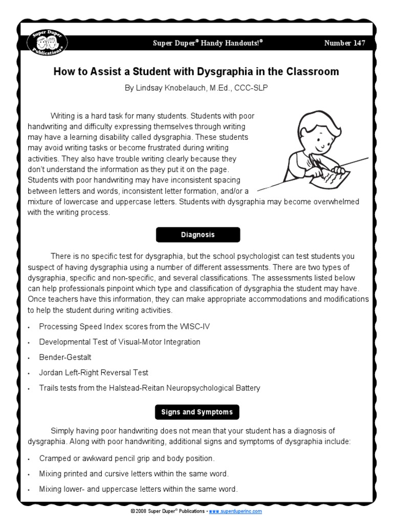 147 Dysgraphia | Download Free PDF | Writing | Educational Psychology