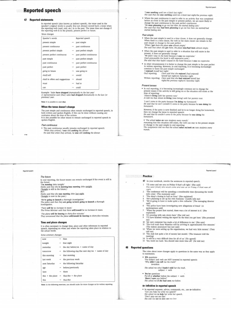 Reported Speech 2 Bach | PDF