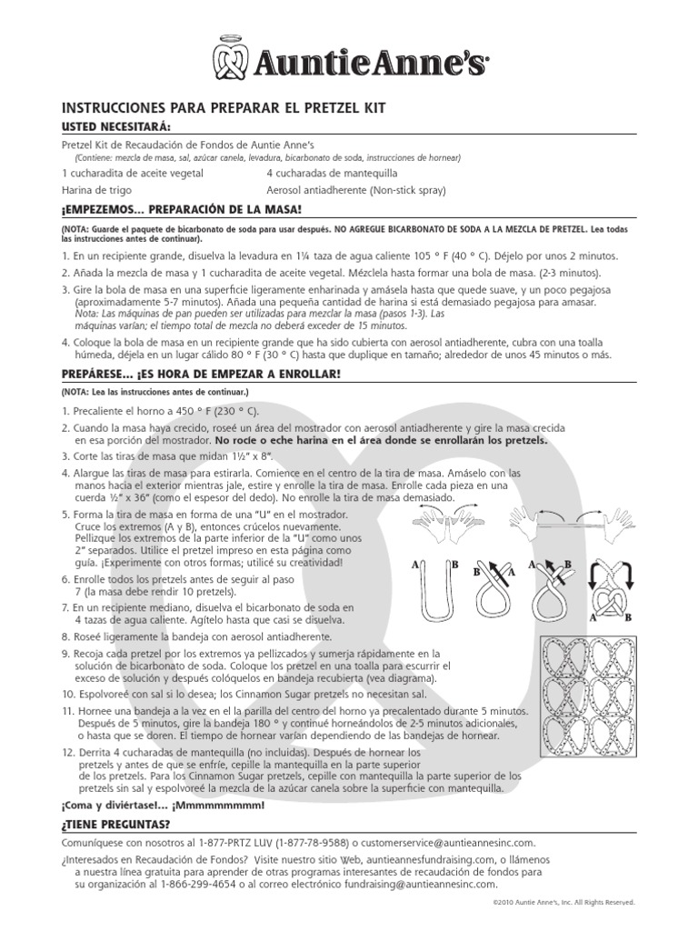 Pretzel Kit Instructions Spanish | PDF | Panes | Alimentos