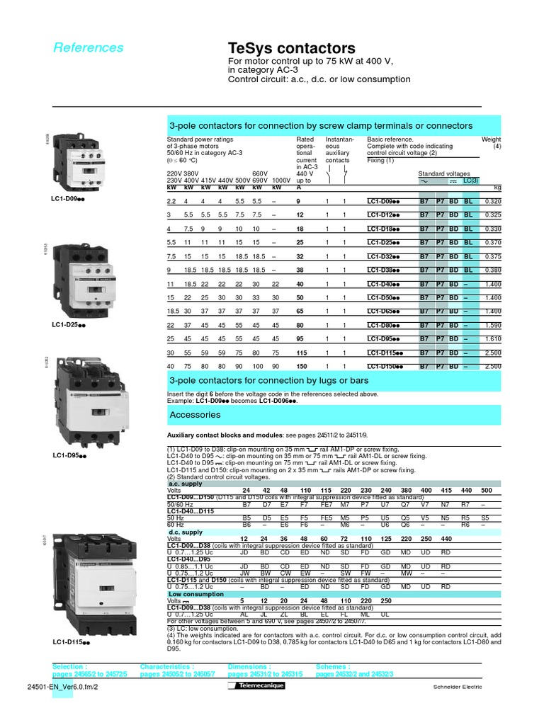 LC1-D Breaker Contactor Telemecanique | Download Free PDF | Electricity ...