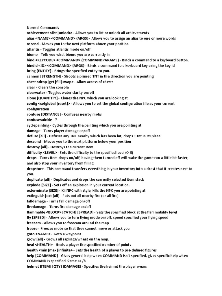 Minecraft Single Player Commands Mod Command List | PDF | Minecraft ...