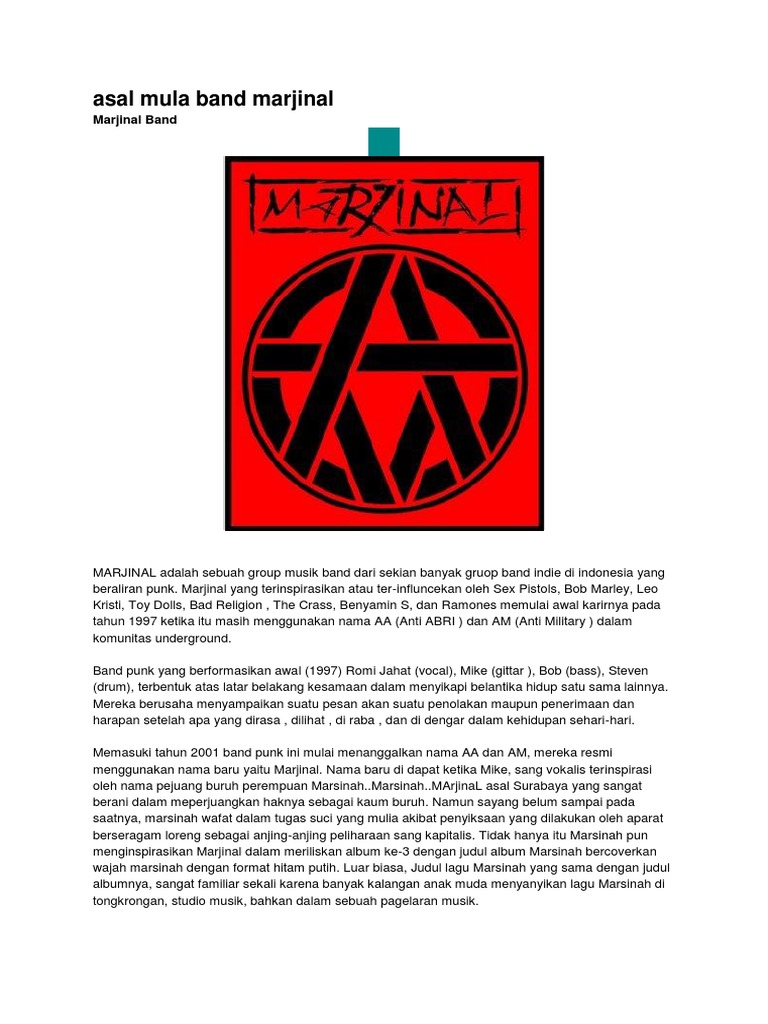Asal Mula Band Marjinal | PDF